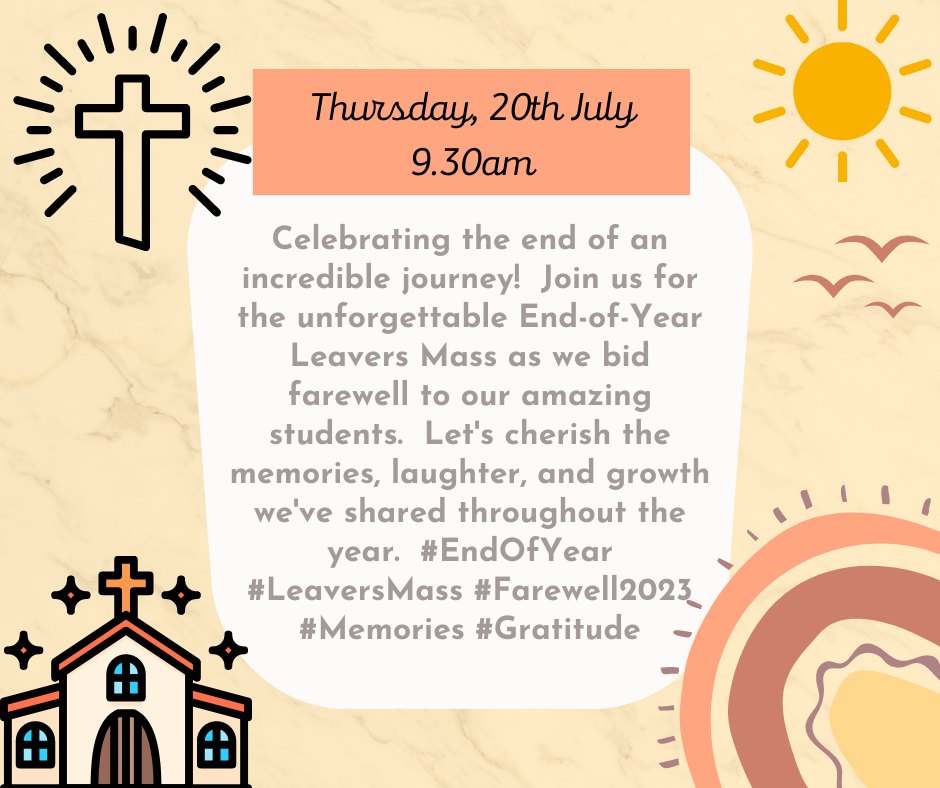 Leavers Mass – St Joseph's OMI Roman Catholic Church
